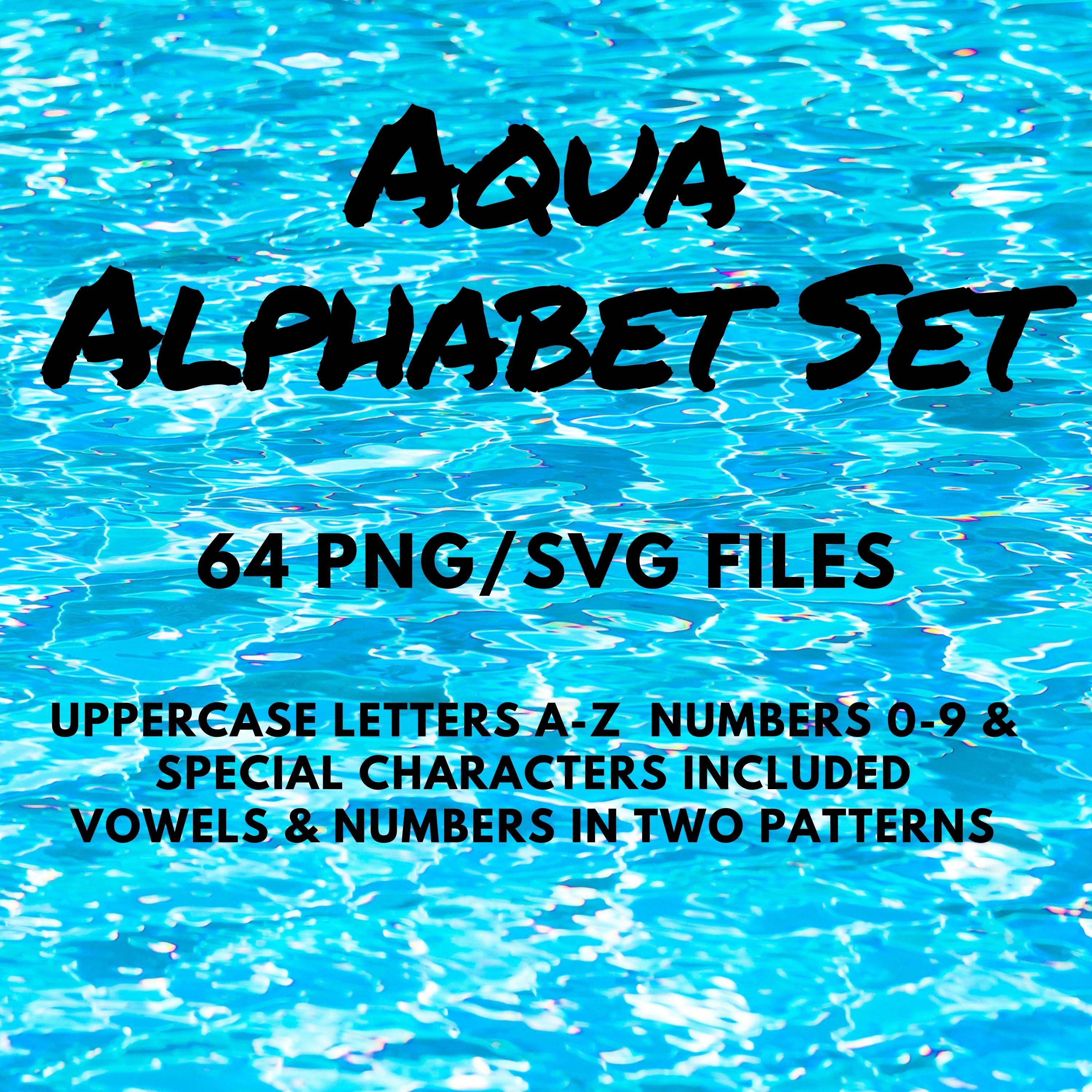 Aqua Print Uppercase Letters SVG/PNG Clipart Alphabet and Numbers ...
