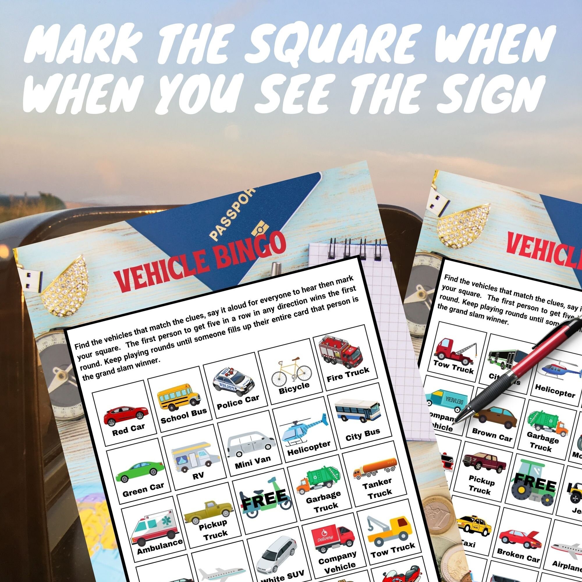 Vehicle Printable Bingo Game. Have Fun on Your Next Road Trip Digital ...