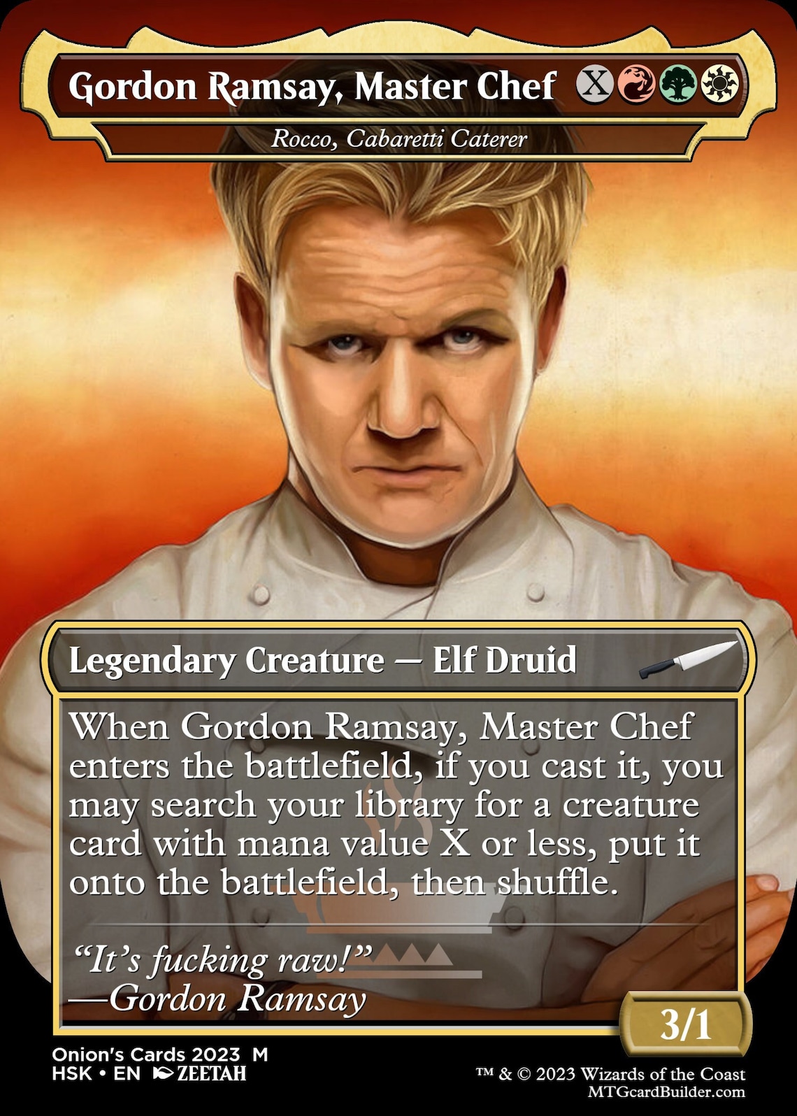 Gordon Ramsay, Master Chef Creature MTG PROXY Elf Druid chef - Etsy