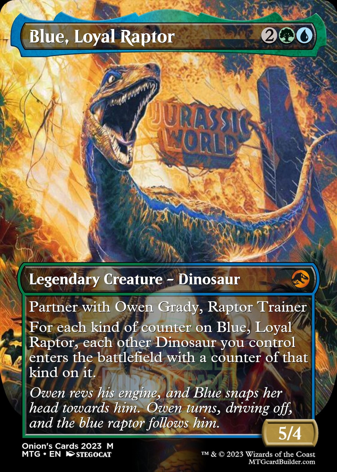 Blue Loyal Raptor Creature MTG PROXY Dinosaur/jurassic Park - Etsy