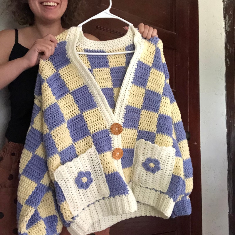 Checkerboard Sweater - Etsy