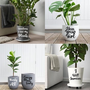 DIY Pot Plant Vinyl Decal Stickers Large 180mm Wide Indoor Outdoor ...