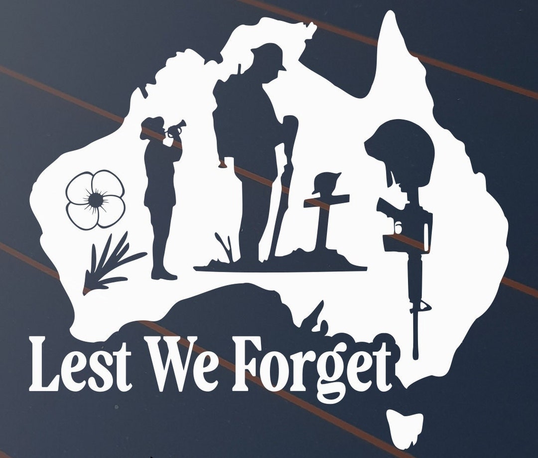Lest We Forget Vinyl Decal Sticker Car Window Remembrance Anzac Day ...