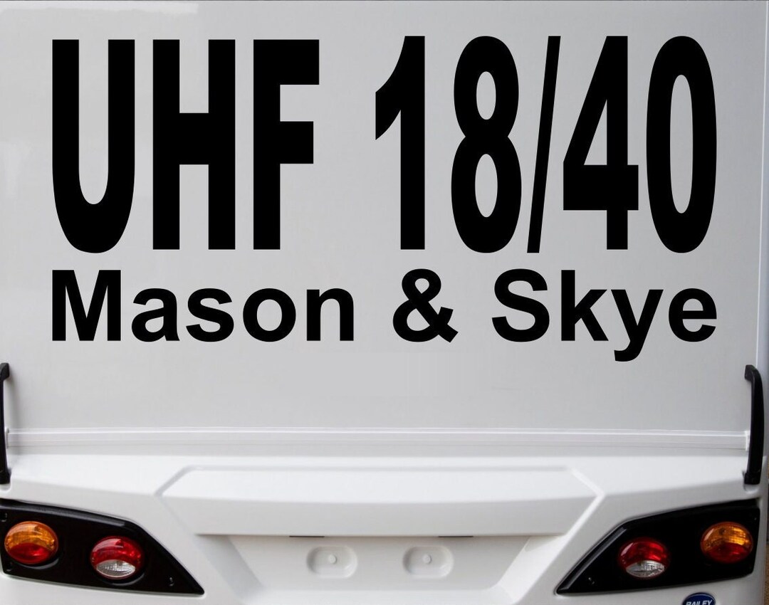 Custom Name UHF 18/40 Vinyl Decal Sticker Car Caravan Australia Window ...