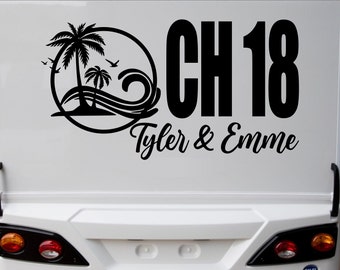 Custom Name UHF 18/40 Vinyl Decal Sticker Car Caravan Living the Dream ...