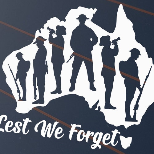 Anzac Day Vinyl Decal Sticker Car Window Remembrance Lest We - Etsy ...