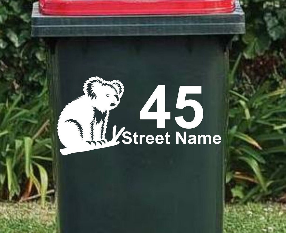 Wheelie Bin Sticker Car Decal Vinyl Koala Bear Custom Street Name House ...