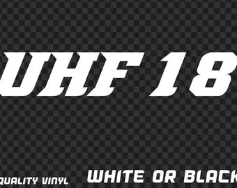 Custom Name UHF 18/40 Vinyl Decal Sticker Car Caravan Living the Dream ...