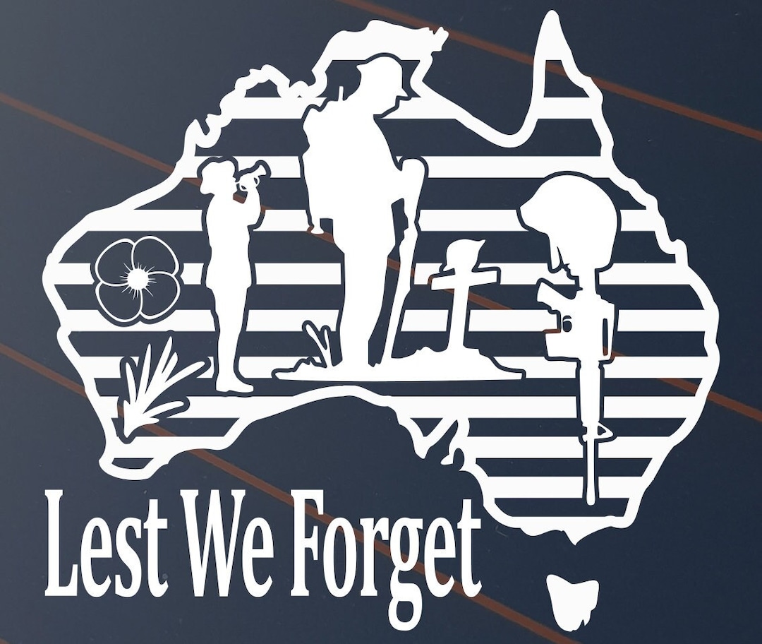 Lest We Forget Vinyl Decal Sticker Car Window Remembrance Anzac Day ...
