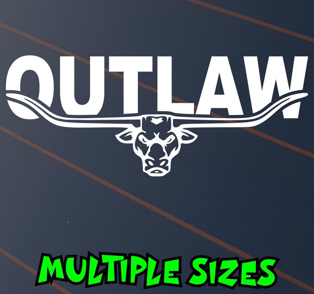 Outlaw Longhorn Sticker Car Decal Country Long Horn Outback Aussie Ned ...