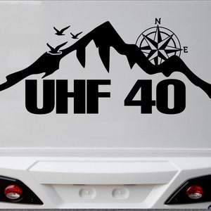 UHF 40 Sticker Car Decal Window Caravan Mountains Compass Australia ...
