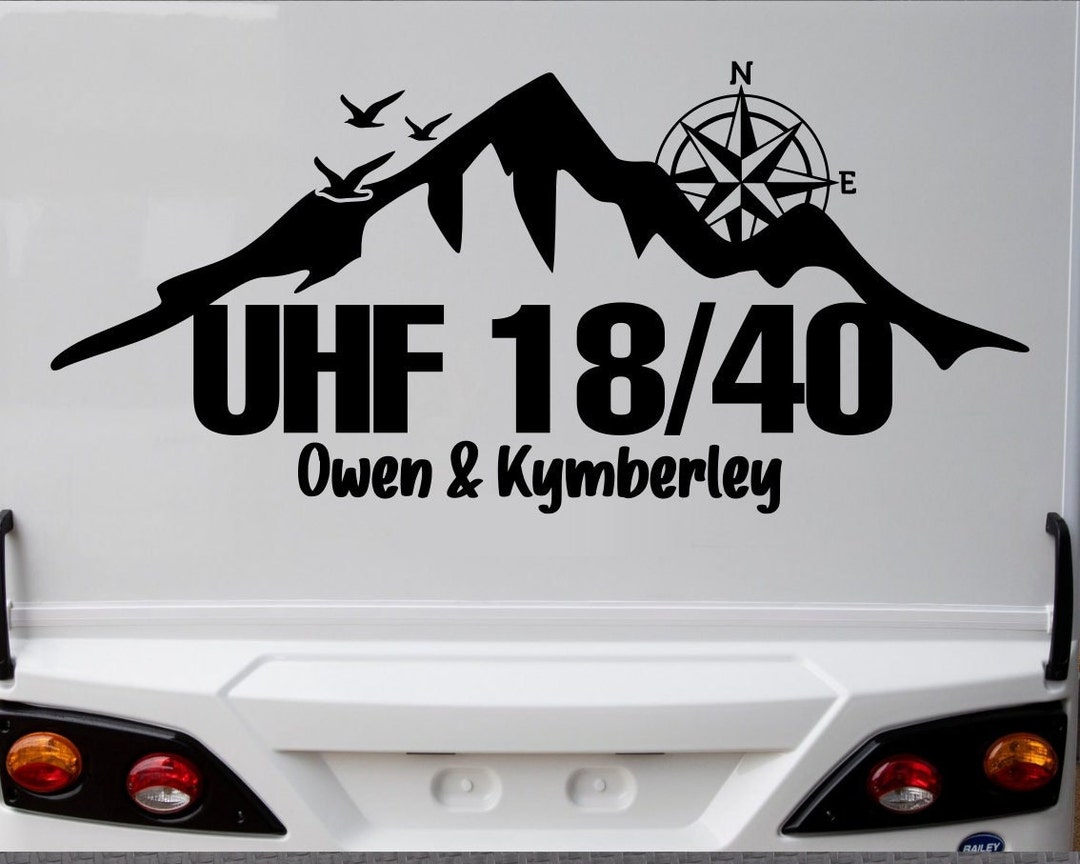 Custom Name UHF 18/40 Vinyl Decal Sticker Car Caravan Australia ...
