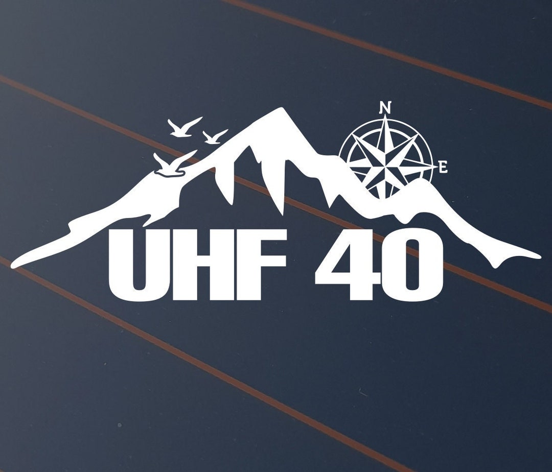 UHF 40 Sticker Car Decal Window Caravan Mountains Compass Australia ...