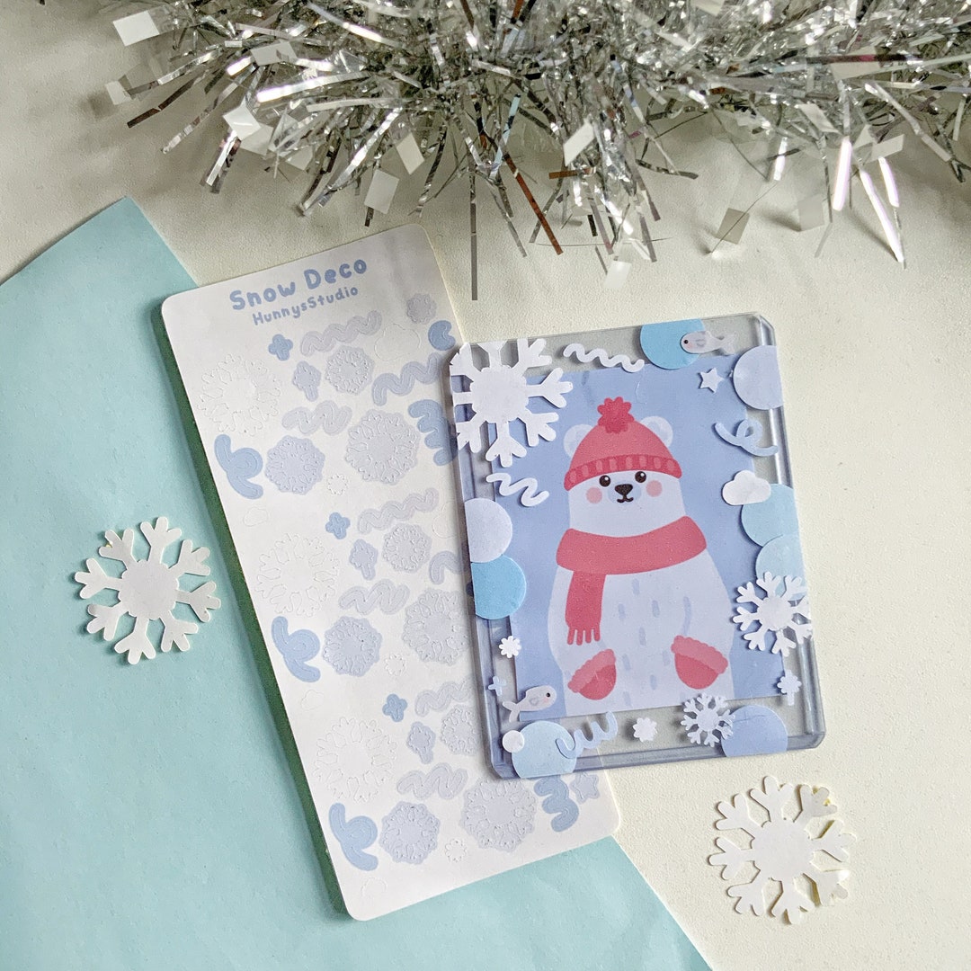 Snow Deco Sticker Sheet Winter Snow Flake and Confetti Deco Korean ...
