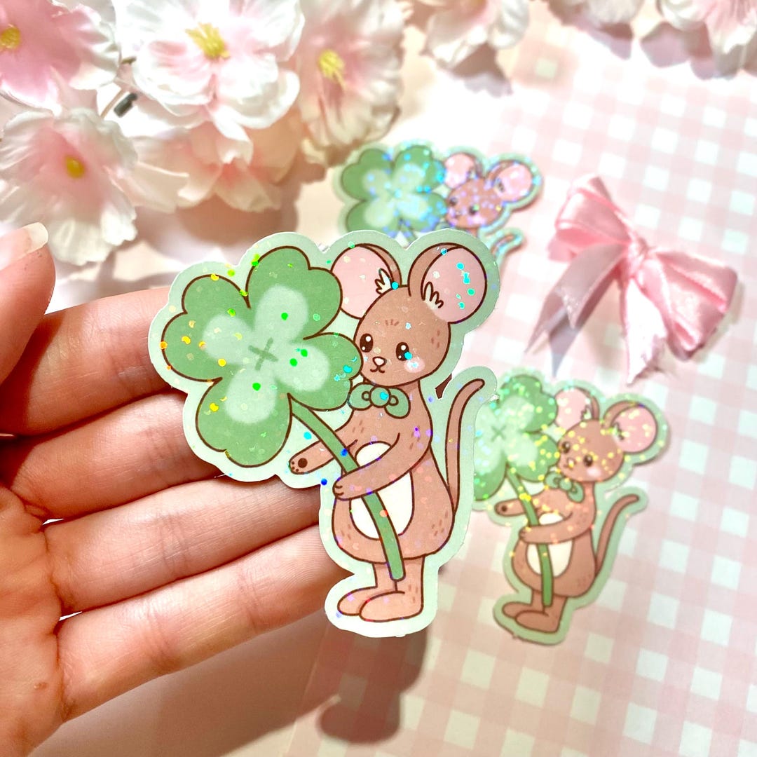 Clover Mouse Die Cut Sticker Holographic | Individual Vinyl Holo ...