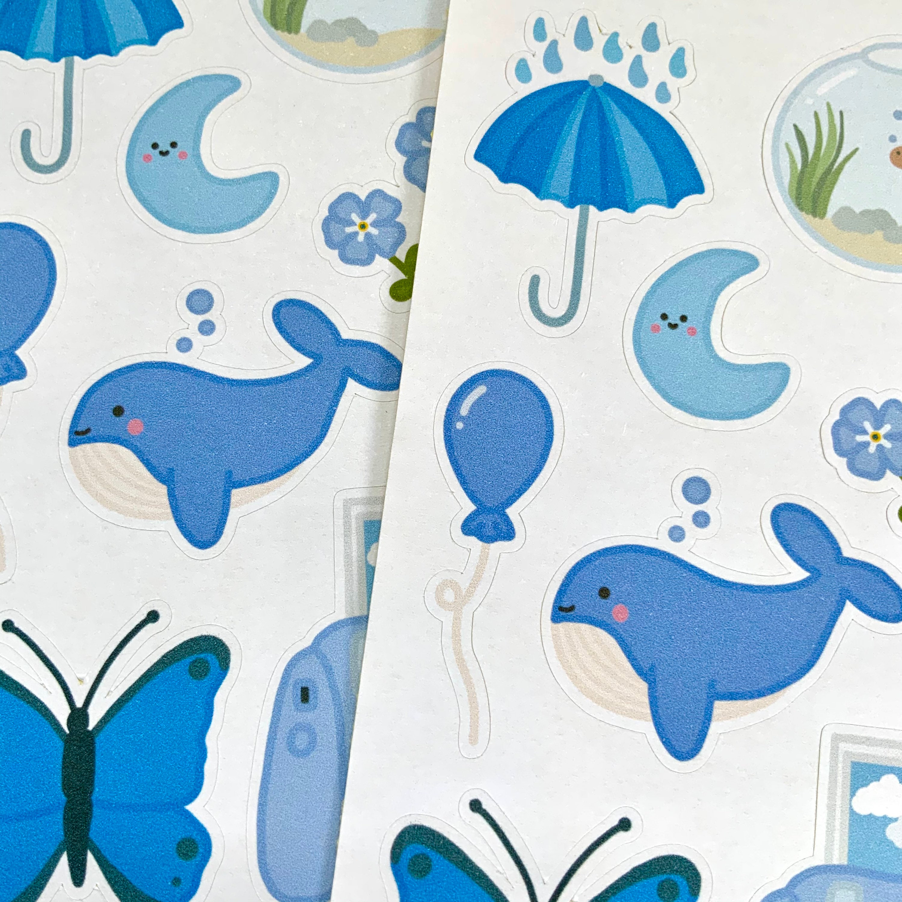 Butterfly blue sticker sheet cute stickers kawaii stickers | Etsy