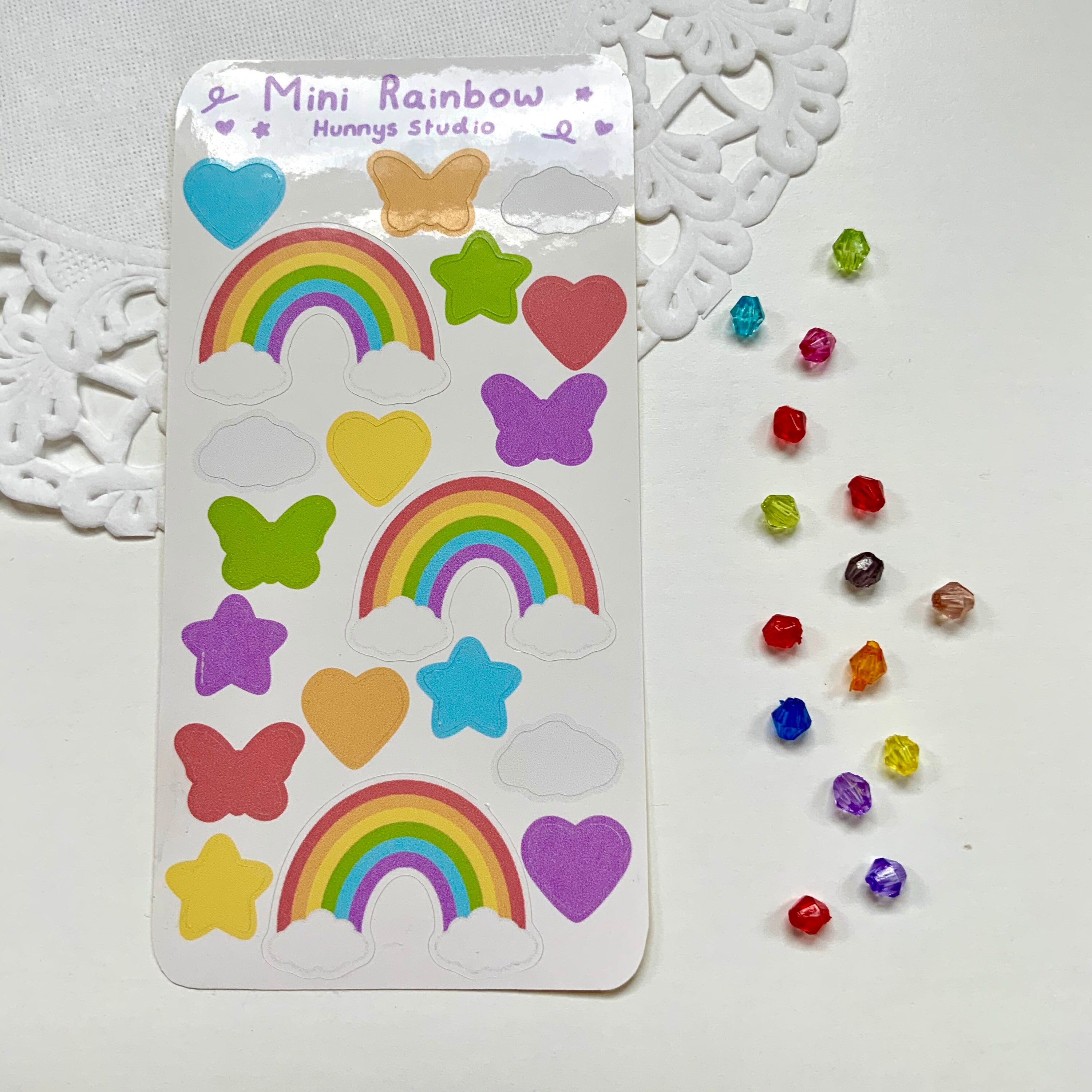 Mini rainbow sticker sheet cute polco decoration confetti | Etsy