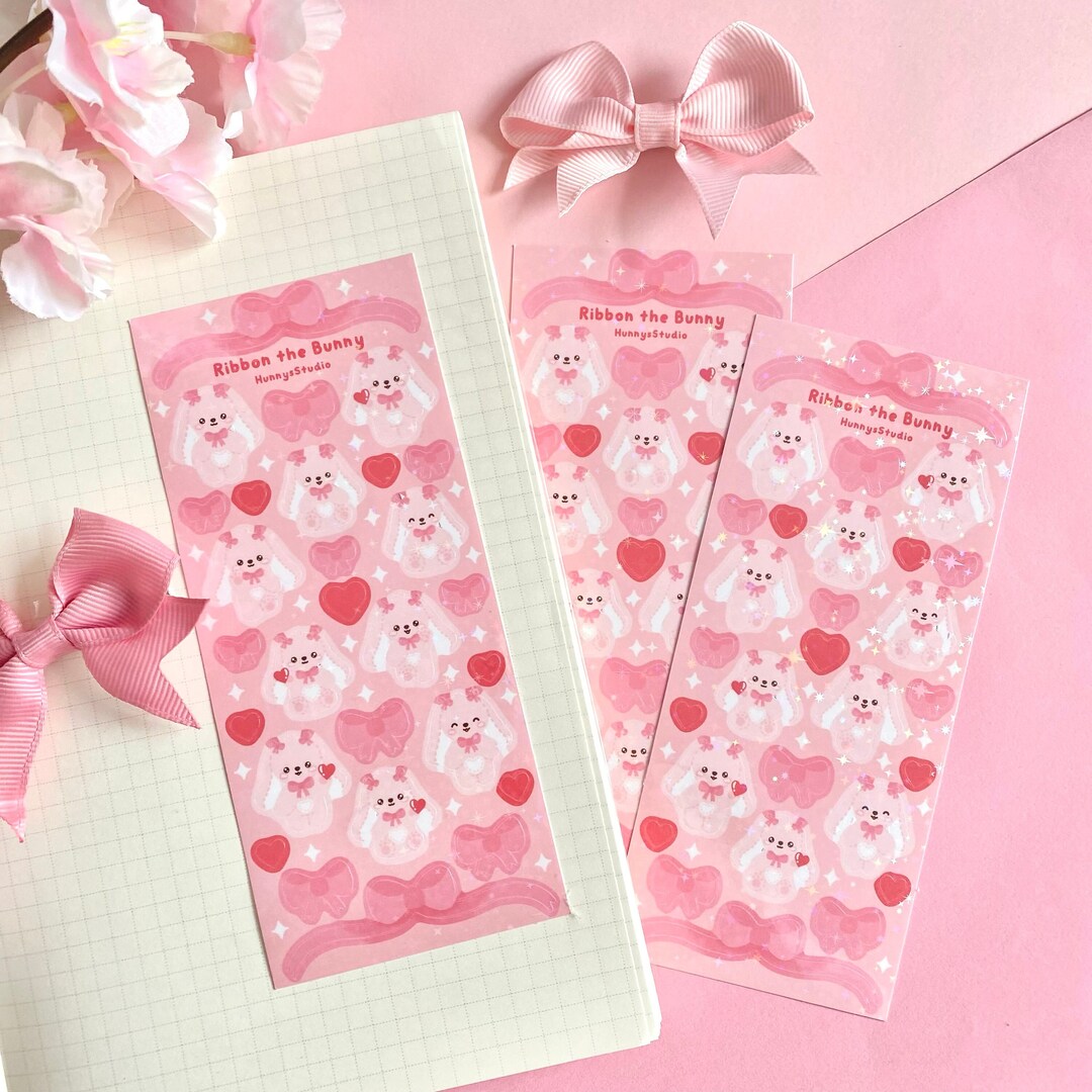 Ribbon the Bunny Holographic Vinyl Sticker Sheet | Photocard Toploader ...