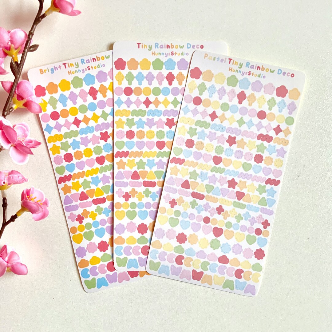 Tiny Rainbow Deco Sticker Sheet | Pastel and Bright Photocard Toploader ...