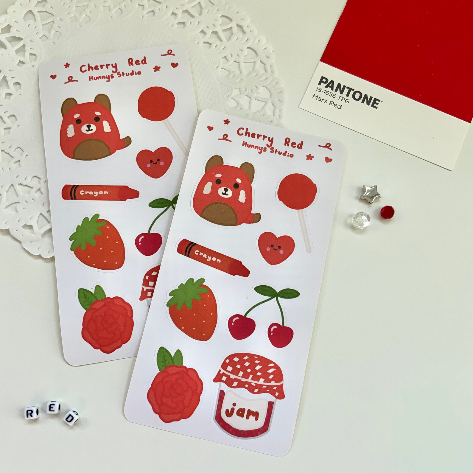 Cherry red sticker sheet cute stickers kawaii food | Etsy