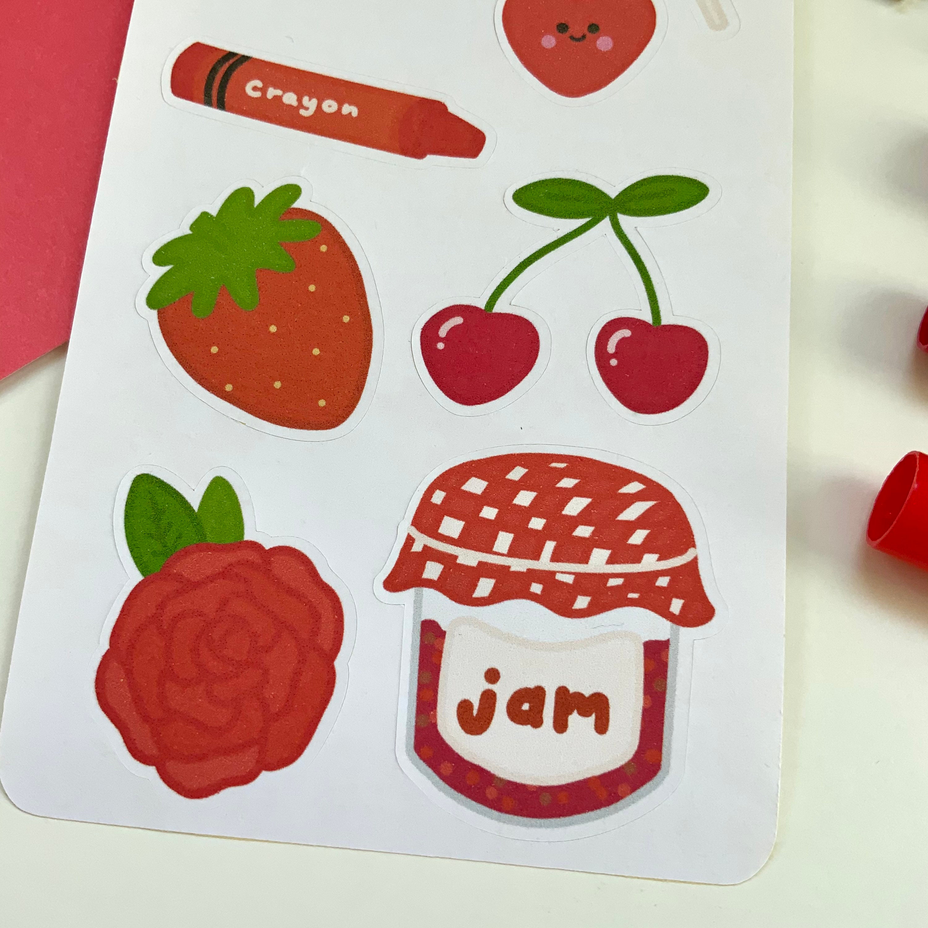 Cherry red sticker sheet cute stickers kawaii food | Etsy
