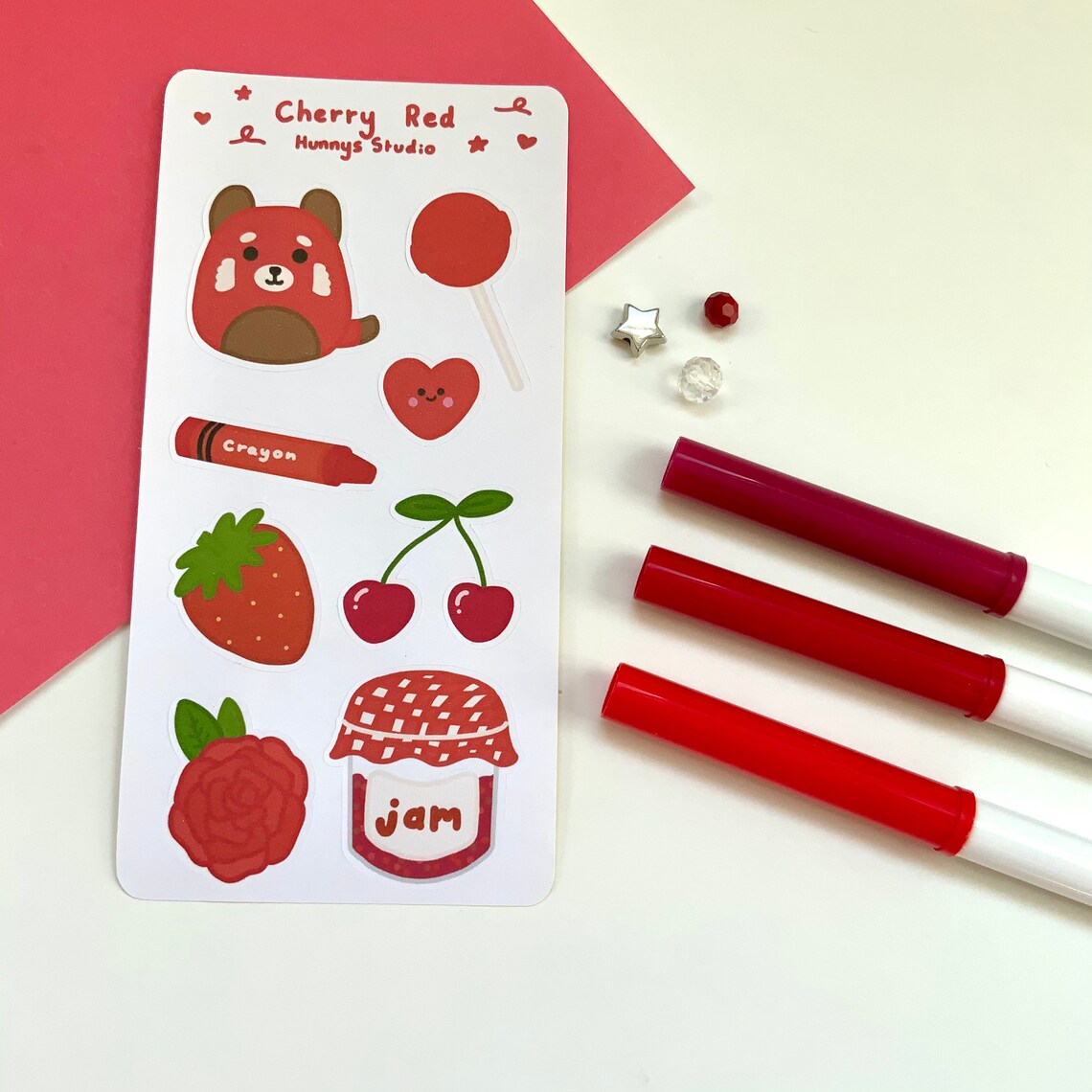Cherry red sticker sheet cute stickers kawaii food | Etsy