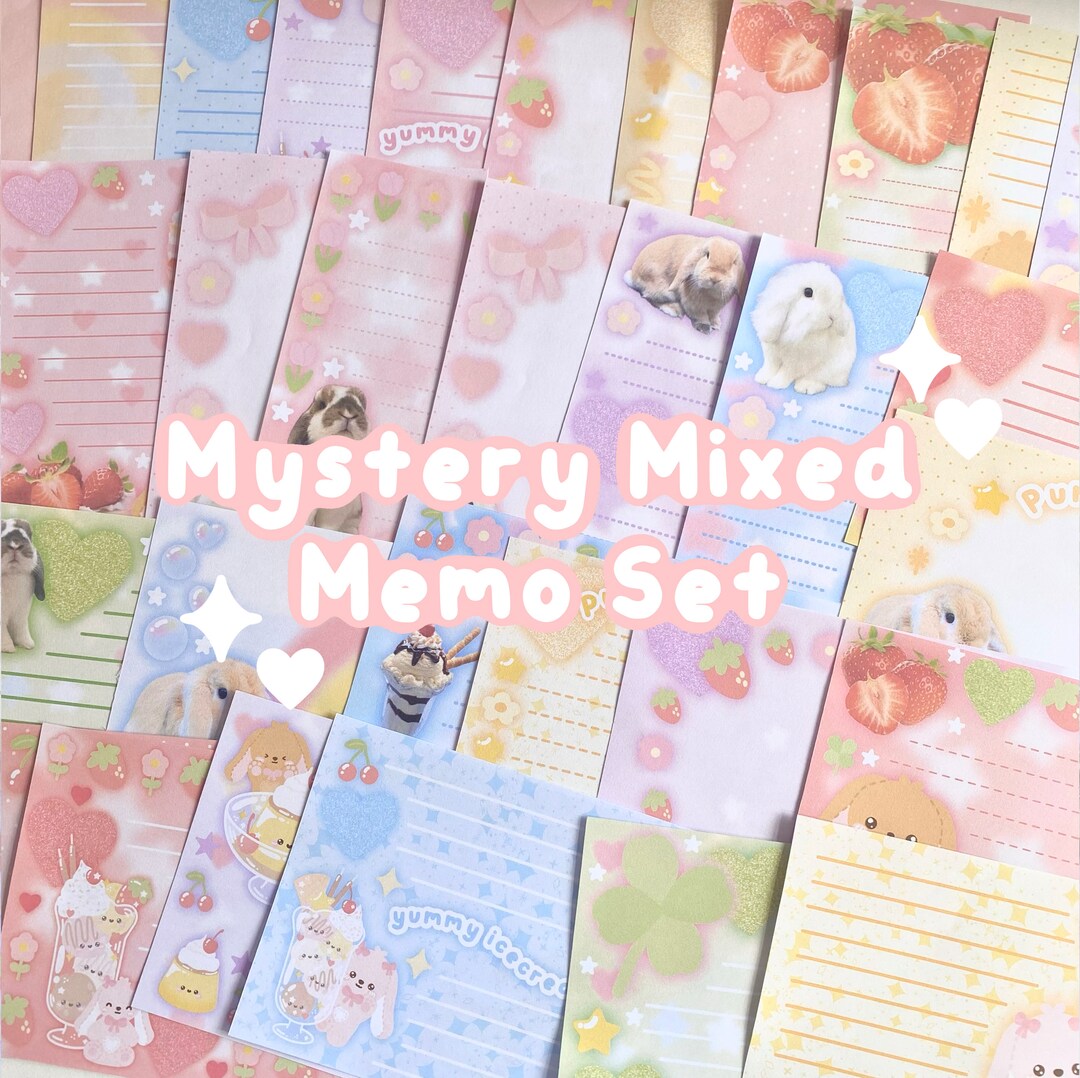 Large Memo Grab Bag, Mystery Mixed Kawaii Cute A6 Memos, Pastel Rainbow ...