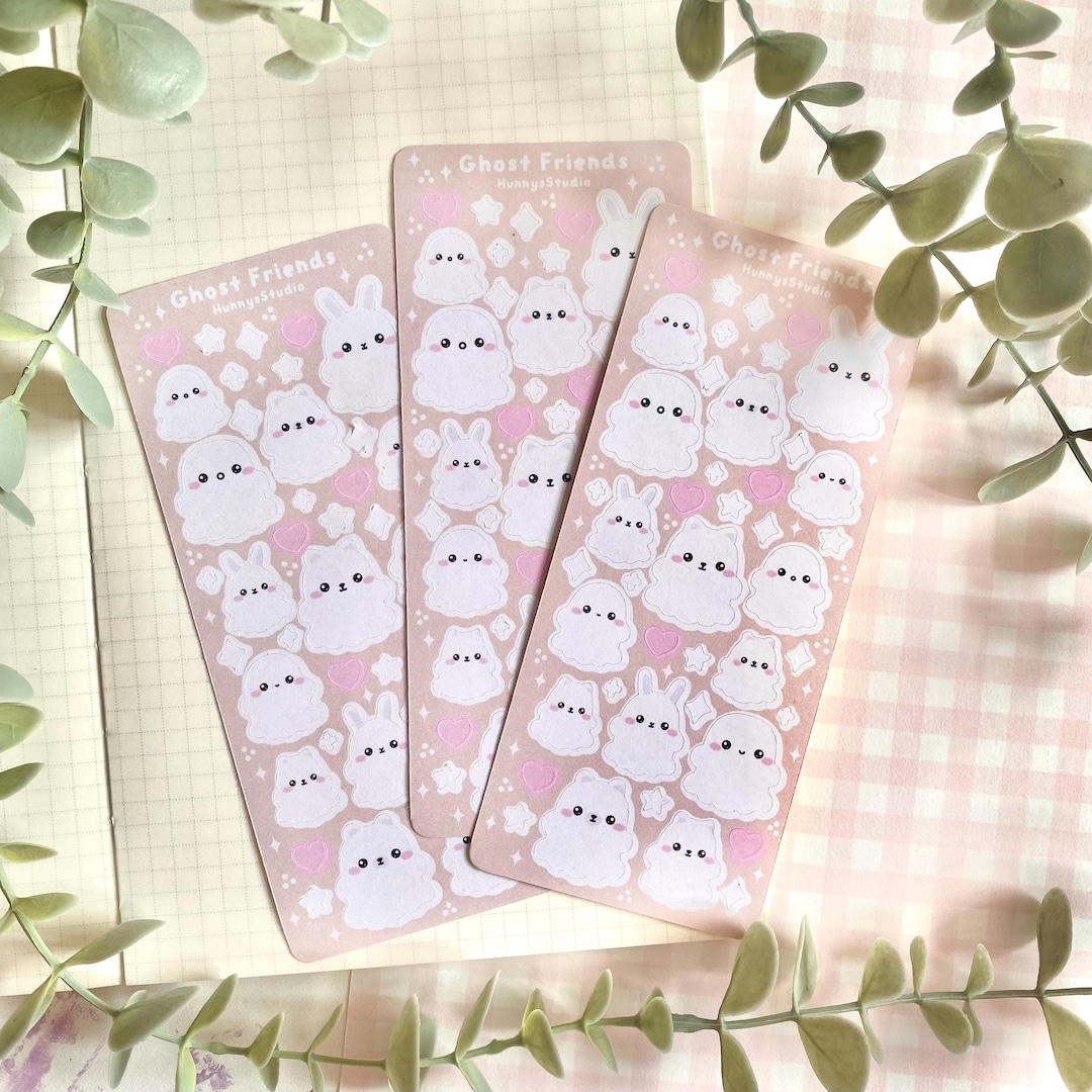 Ghost Friends Sticker Sheet | Kawaii Ghost Costume, Halloween Decor ...
