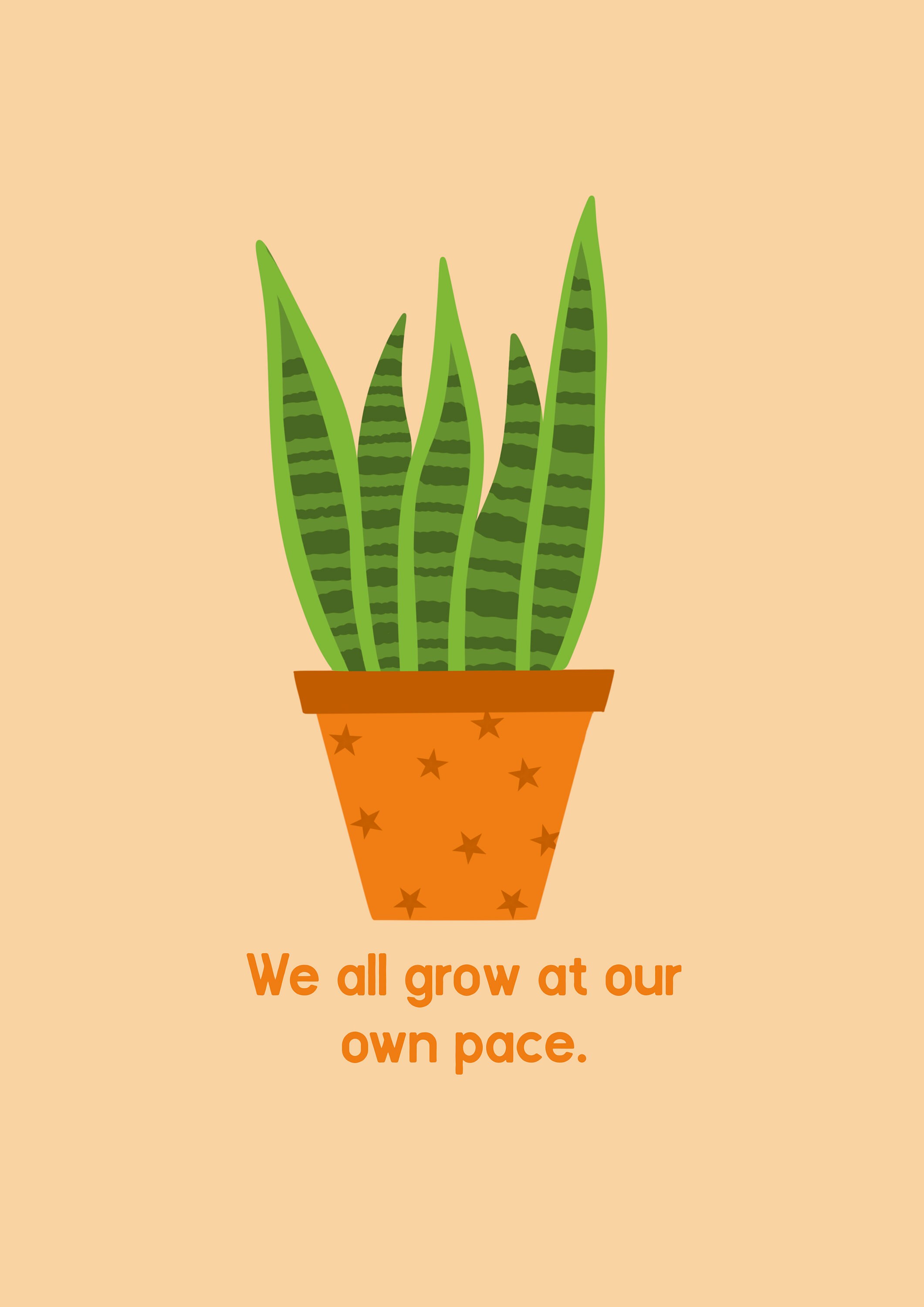 Individual Plant and Positive Quote Print, Monstera Plant Illustration ...