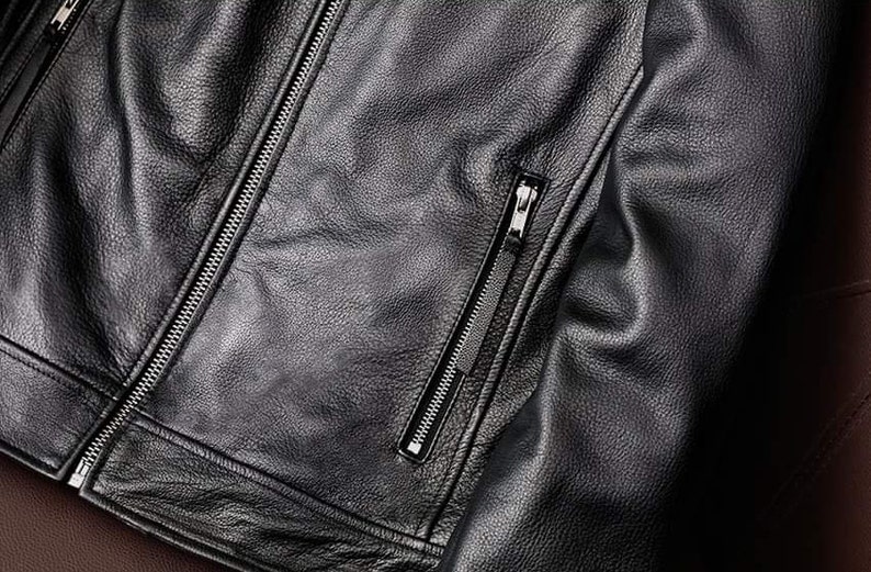 Black Handmade Biker Leather Jacket for Men Men's Slim - Etsy