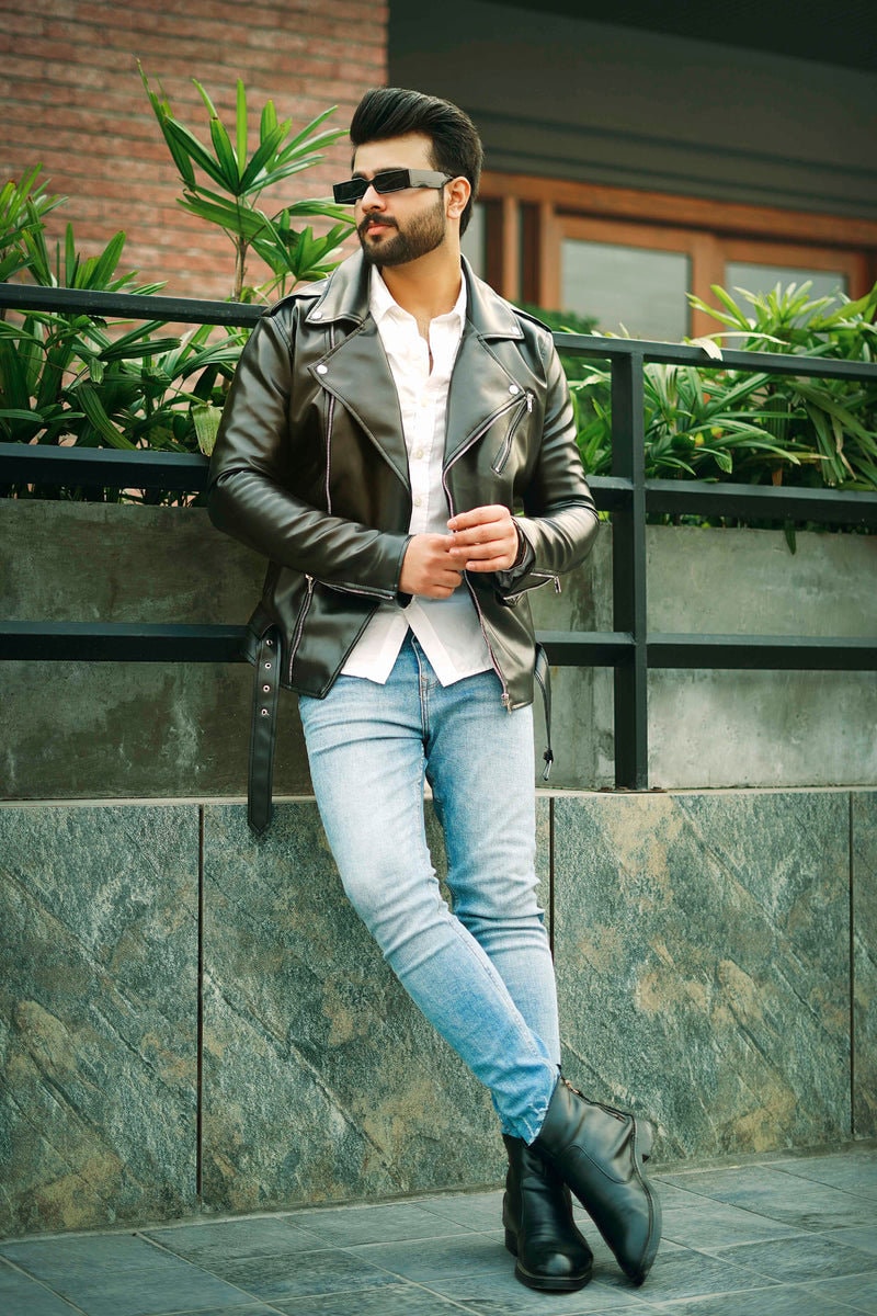 Vintage Marlon Brando Leather Jacket | Men's Slim Fit Cowhide Biker ...