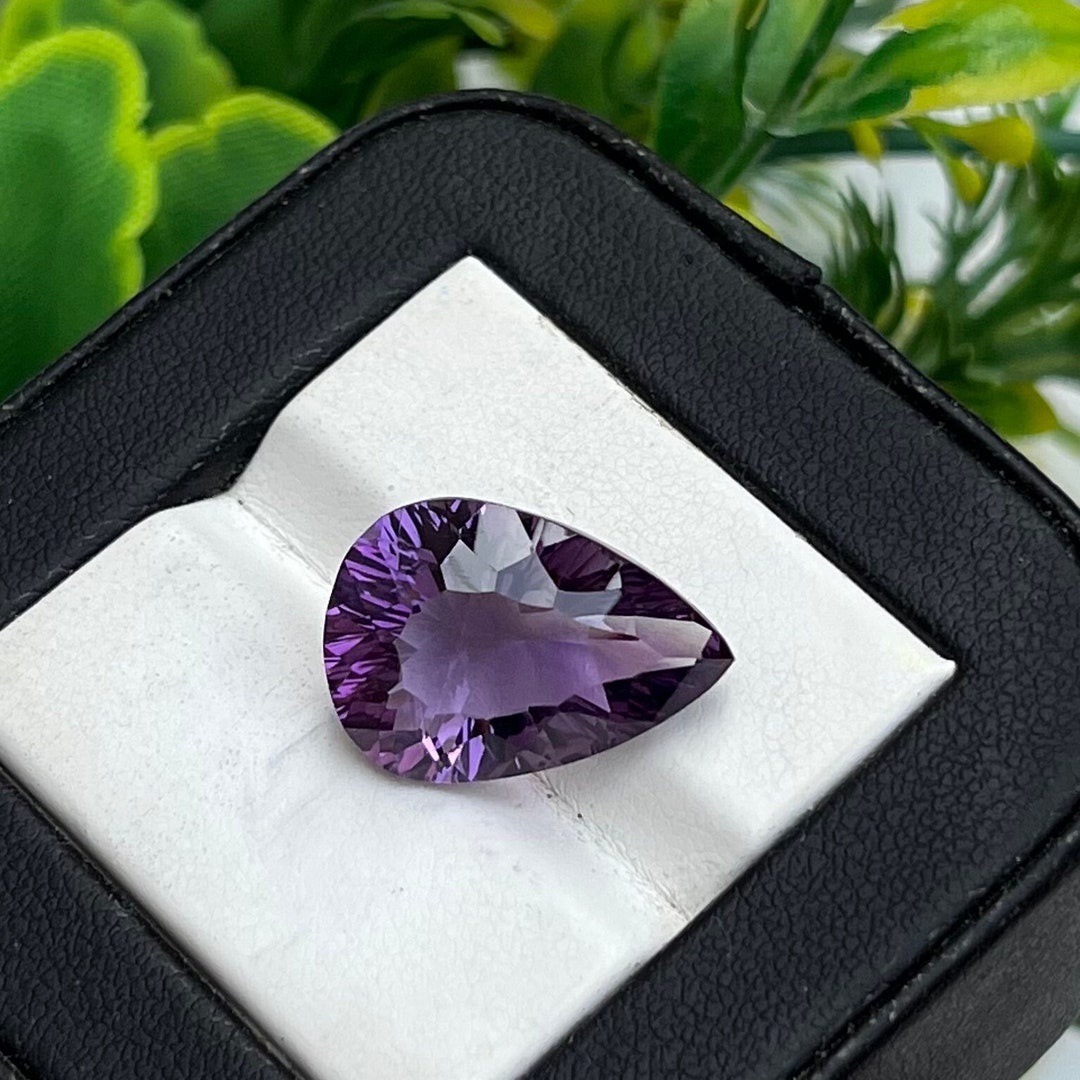 Natural Amethyst Concave Cut Pear Shape, 10 Carats AAA Quality Sparking ...