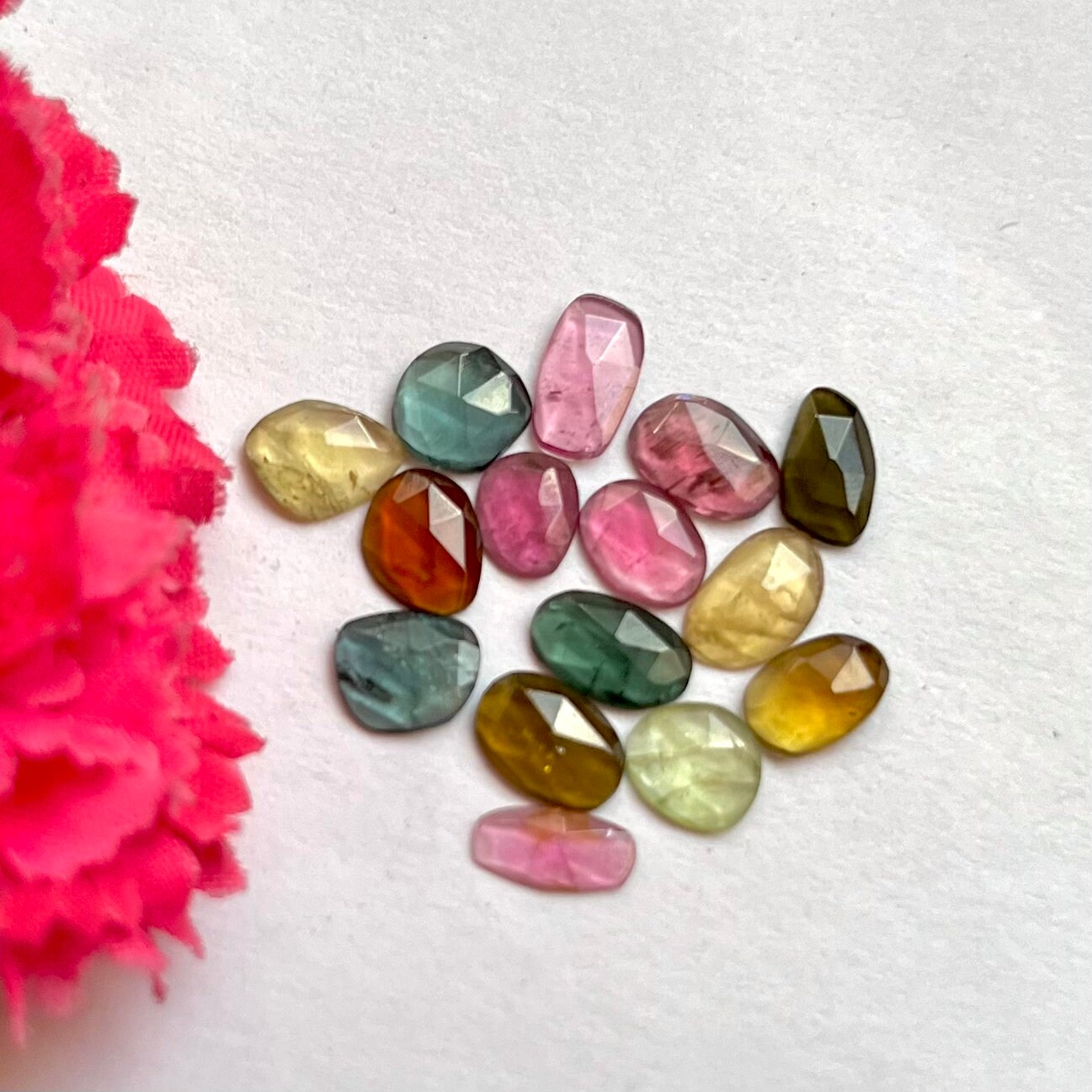 High Grade Natural Multi Colors Tourmaline Rose Cut. 15pcs 7mm-10mm ...