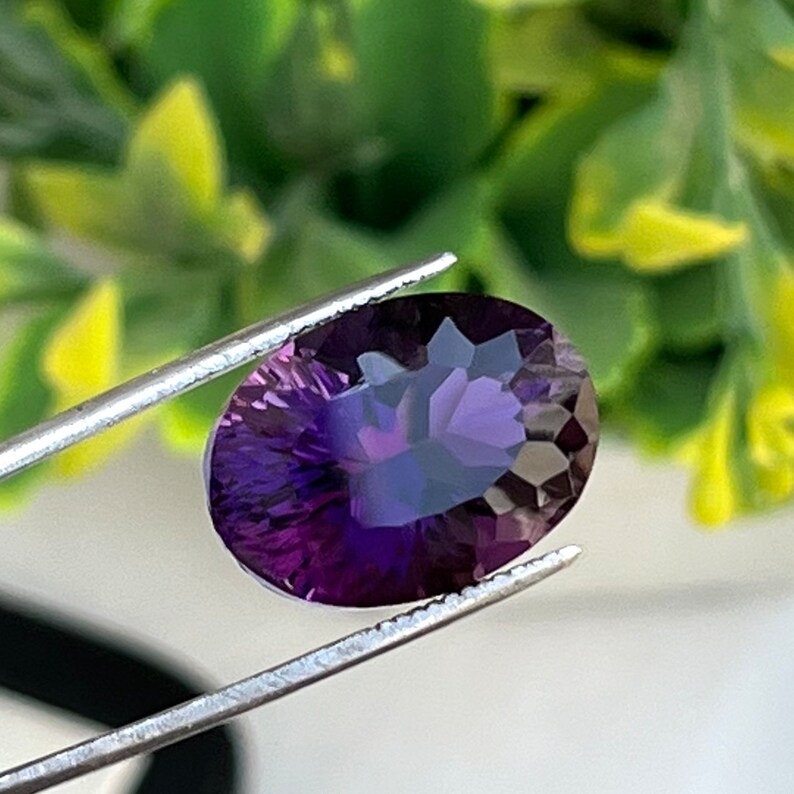 Natural Amethyst Concave Cut Oval Shape, 14 Carats AAA Quality Sparking ...