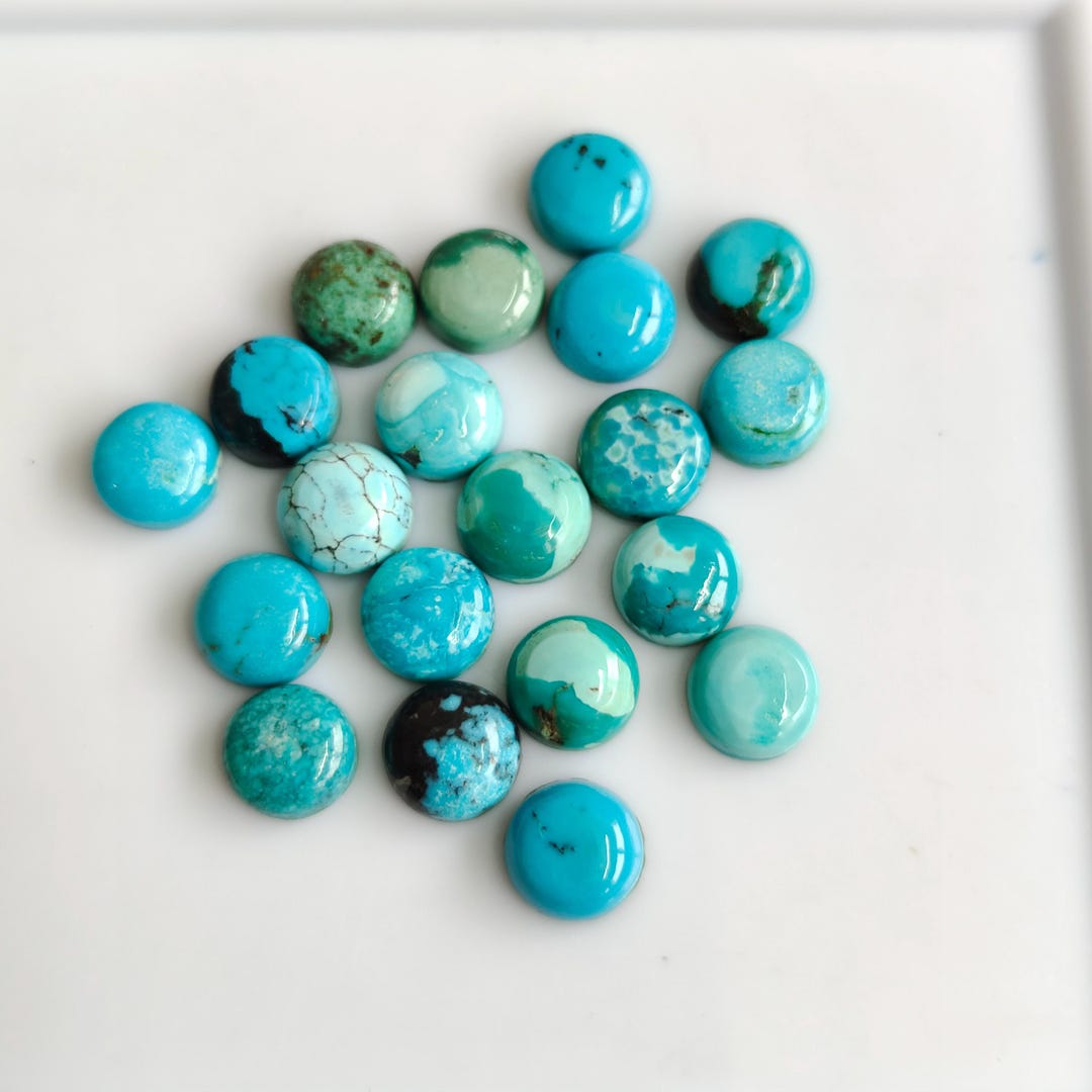 AAA Grade Tibetan Turquoise Cabochons, 6mm Round Gemstones, Jewelry ...
