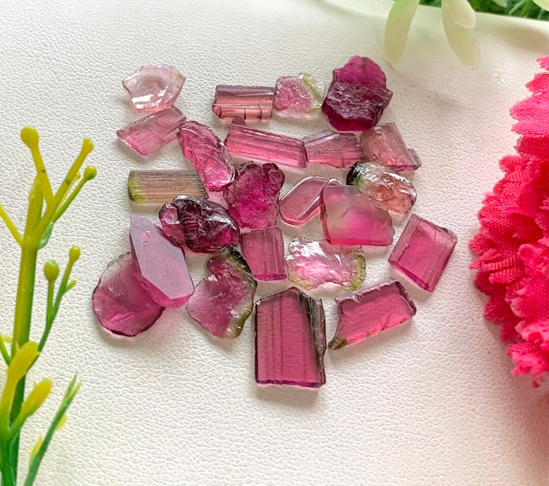 Natural Rubellite Tourmaline Flat Rough 7mm-13mm, 23 Pieces Lot. Best ...