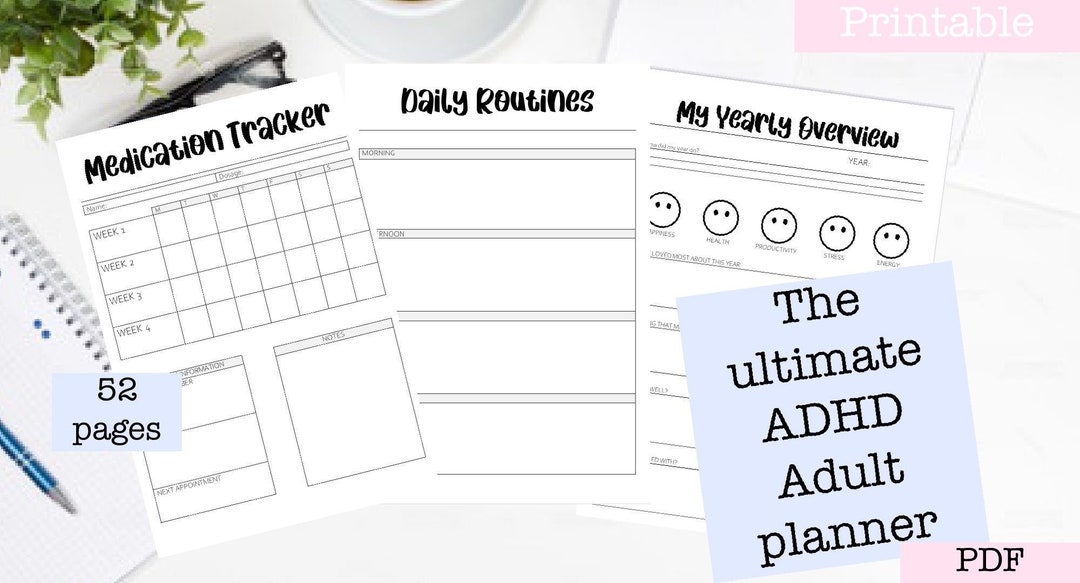 The Ultimate Adult ADHD Planner | 52 Pages | Instant Download Printable ...