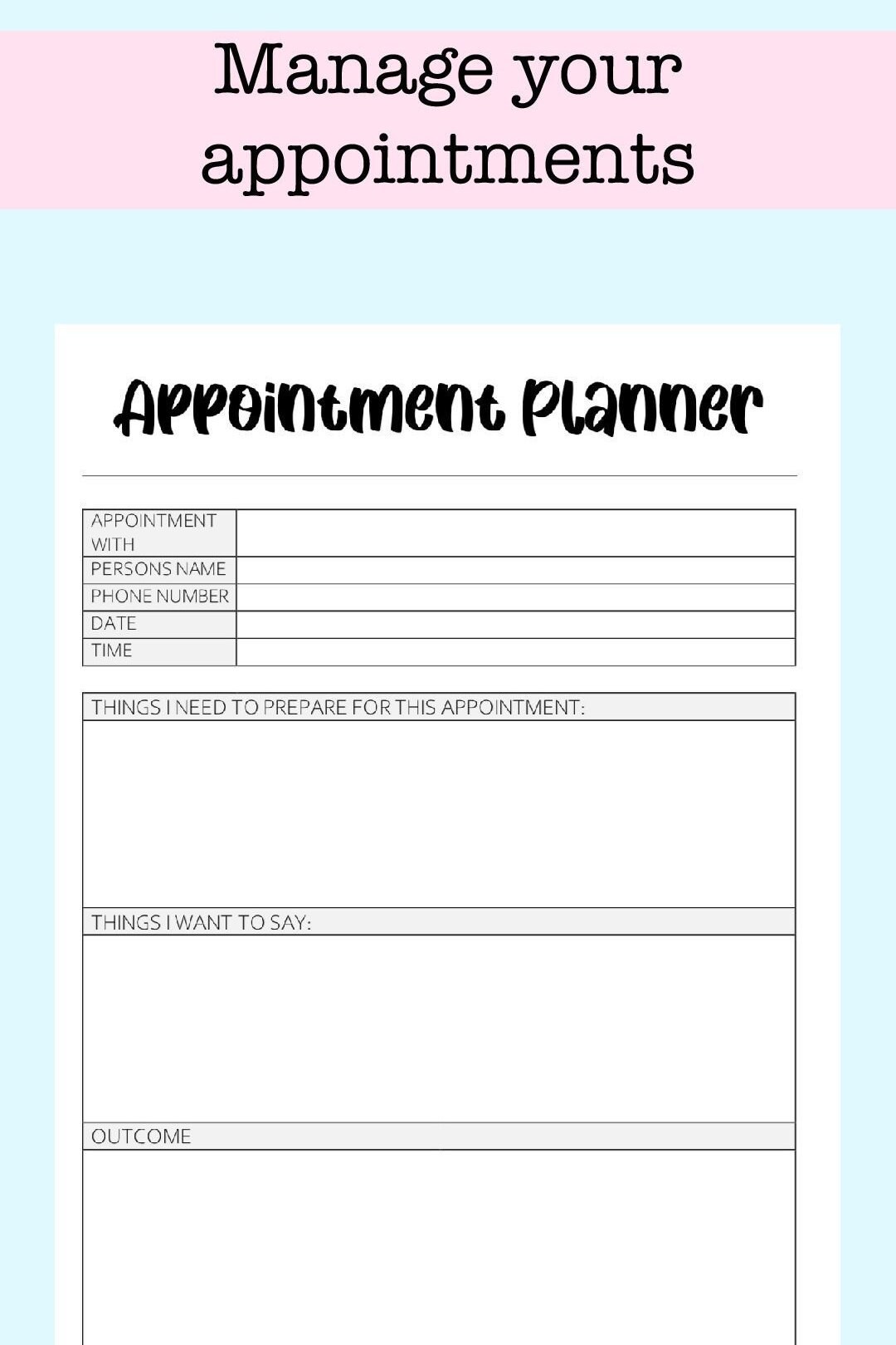 ADHD | ADD | Appointment Planner | Plan Your Appointments | Organiser ...