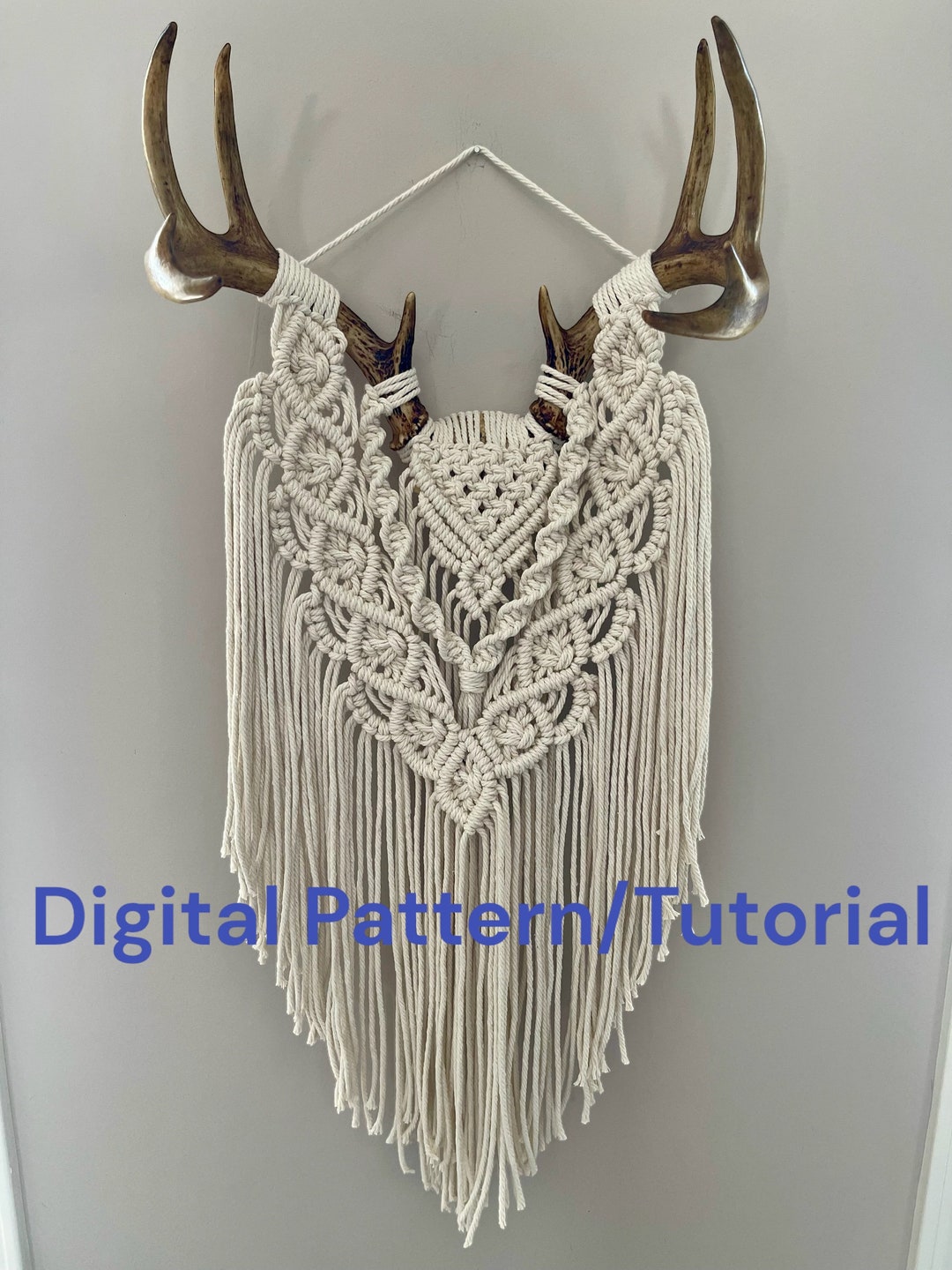 Macrame Antler Tutorial Pattern Wall Hanging, Digital Download, Witchy ...