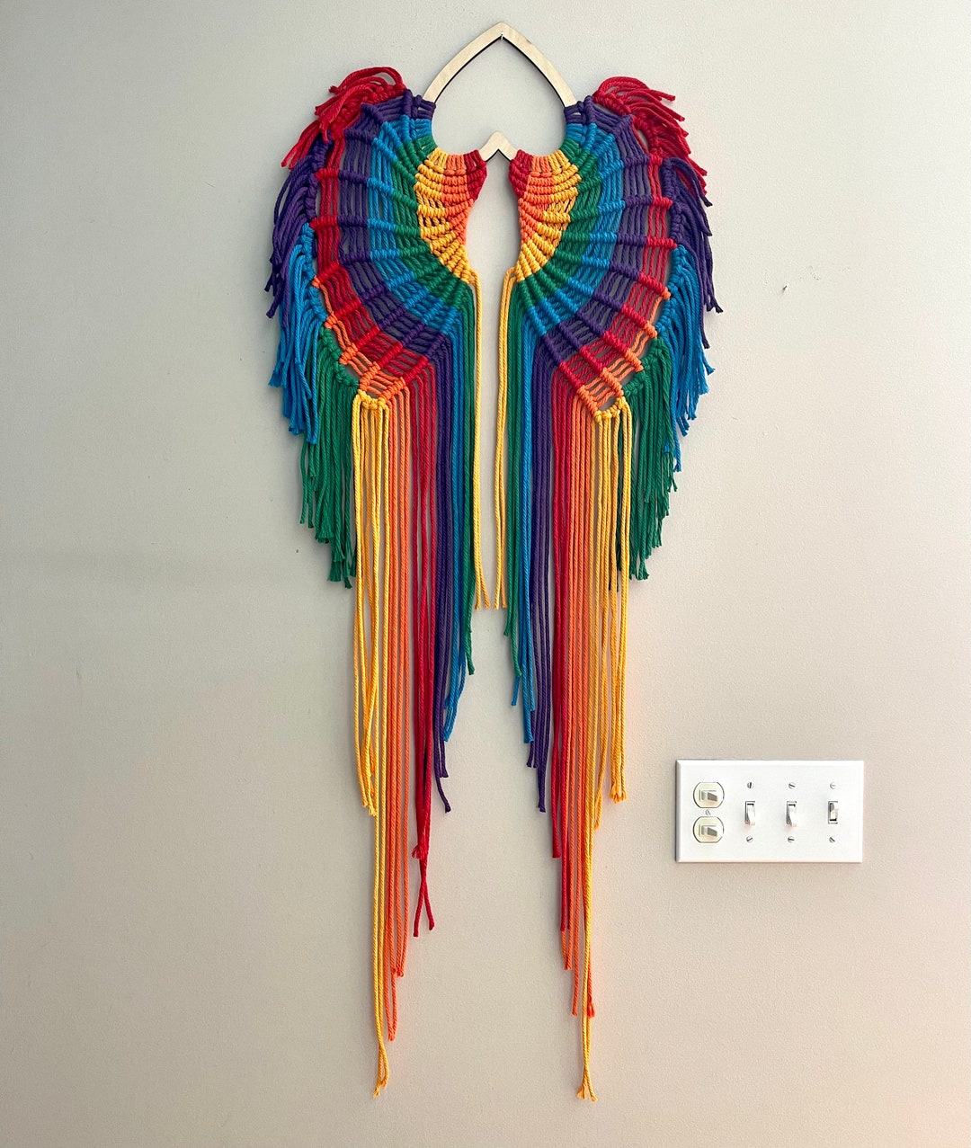 Large Rainbow Angel Wings Macrame Wall Hanging Pet Memorial - Etsy
