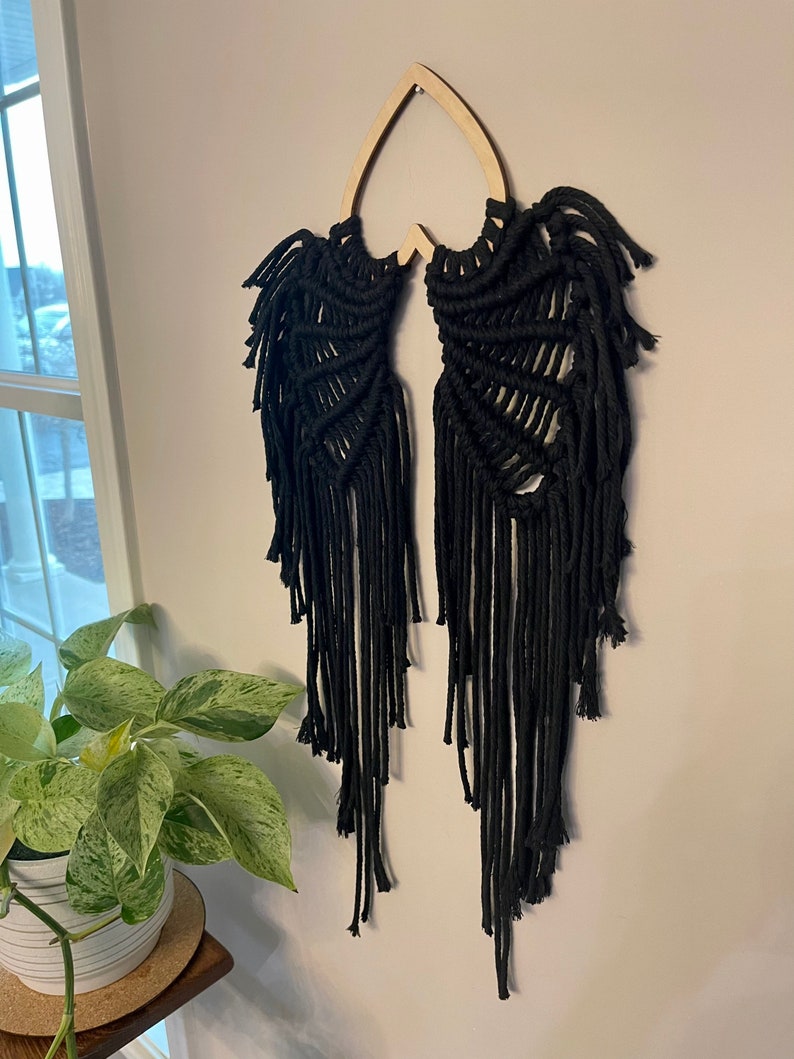 Small Macrame Angel Wings Raven Wings Wall Hanging Boho - Etsy