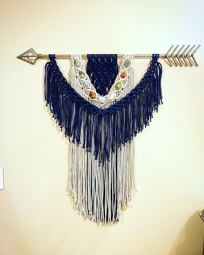 Gemstone Macrame Wall Hanging Arrow Wall Decor Metaphysical - Etsy