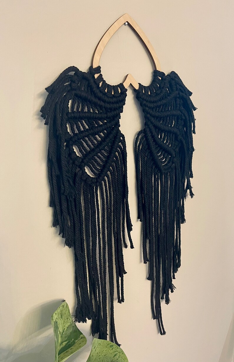 Small Macrame Angel Wings Raven Wings Wall Hanging Boho - Etsy