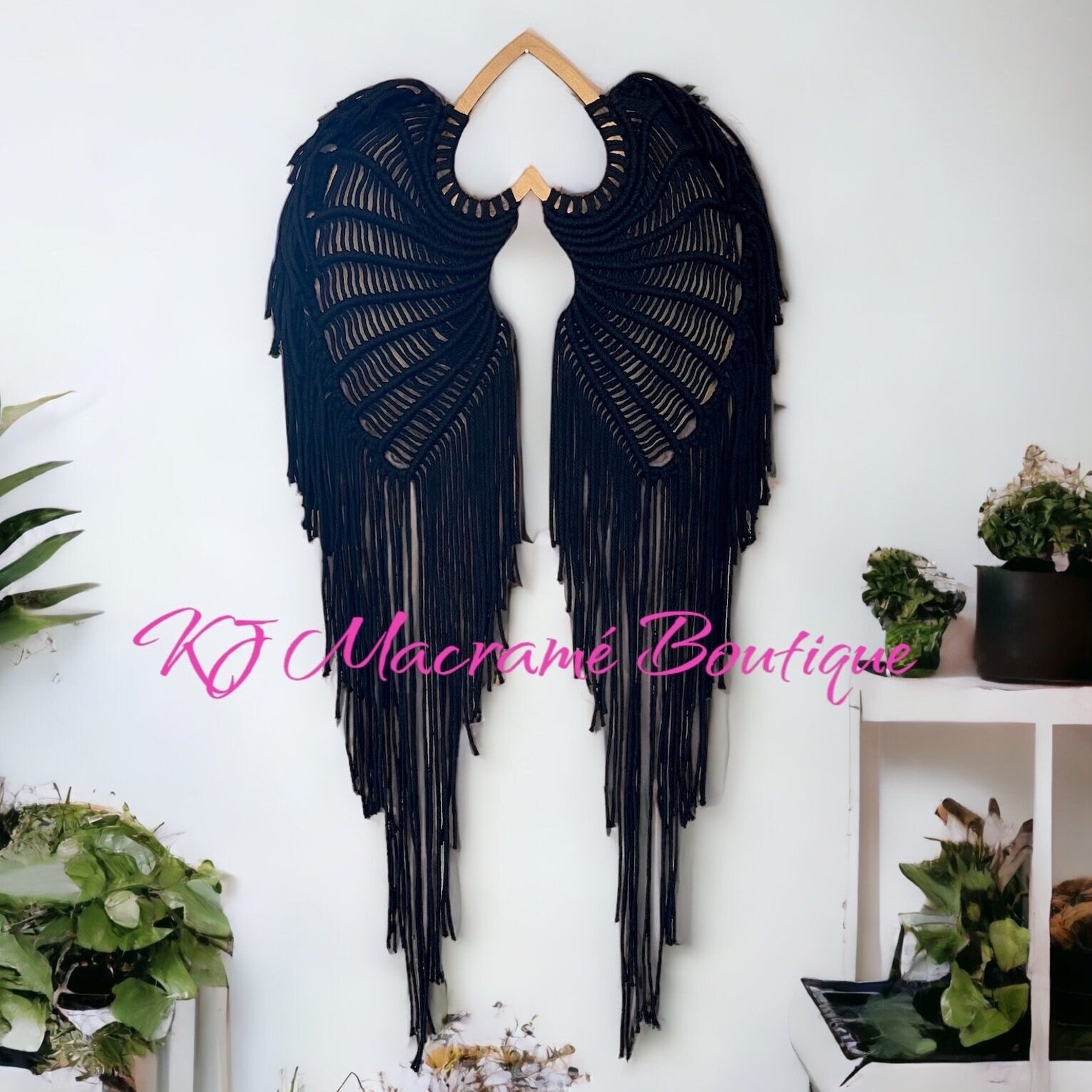 Large Macrame Angel Wings, Raven Wings, Wall Hanging, Boho Goth Norse ...