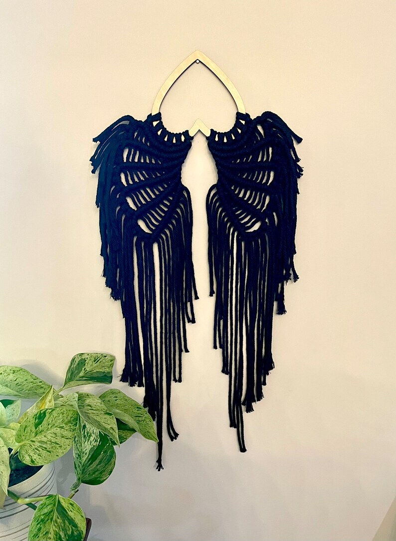 Small Macrame Angel Wings Raven Wings Wall Hanging Boho - Etsy