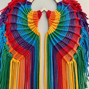 Large Rainbow Angel Wings Macrame Wall Hanging, Pet Memorial, LGBTQ ...