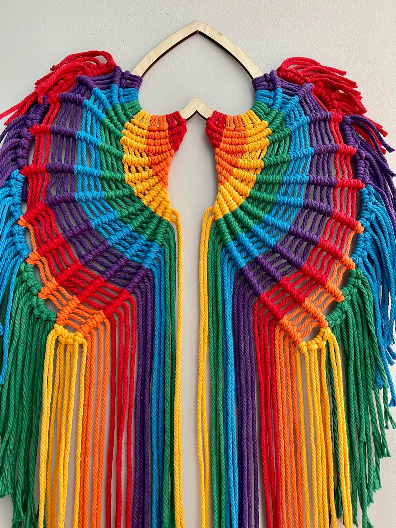 Large Rainbow Angel Wings Macrame Wall Hanging Pet Memorial - Etsy