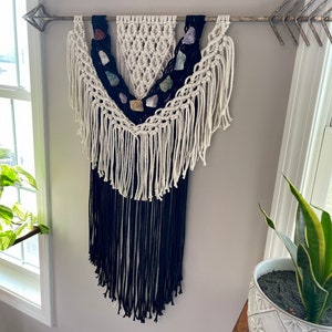 Gemstone Macrame Wall Hanging, Arrow Wall Decor, Metaphysical Gifts for Women, Boho Nursery Girl ...