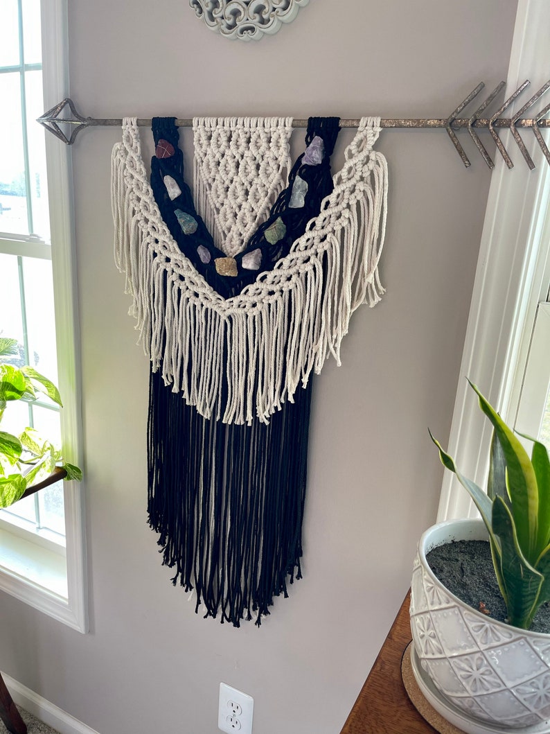 Gemstone Macrame Wall Hanging Arrow Wall Decor Metaphysical - Etsy