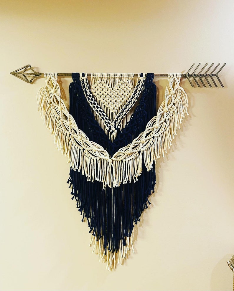 Gemstone Macrame Wall Hanging Arrow Wall Decor Metaphysical - Etsy